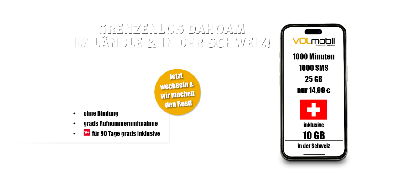 Günstige Handytarife mit EU-Roaming plus Schweiz